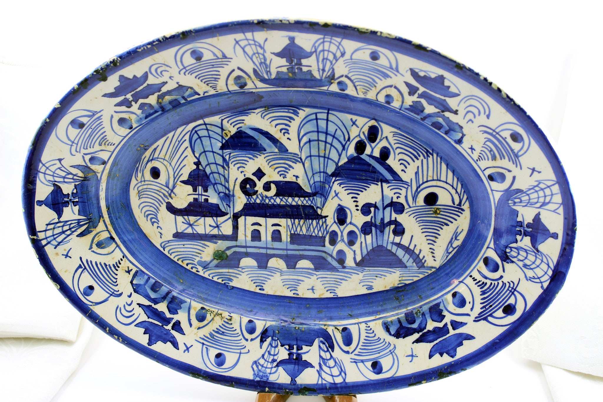 Chinese Export Large Canton Platter, Blue White,19th C. – With A Past