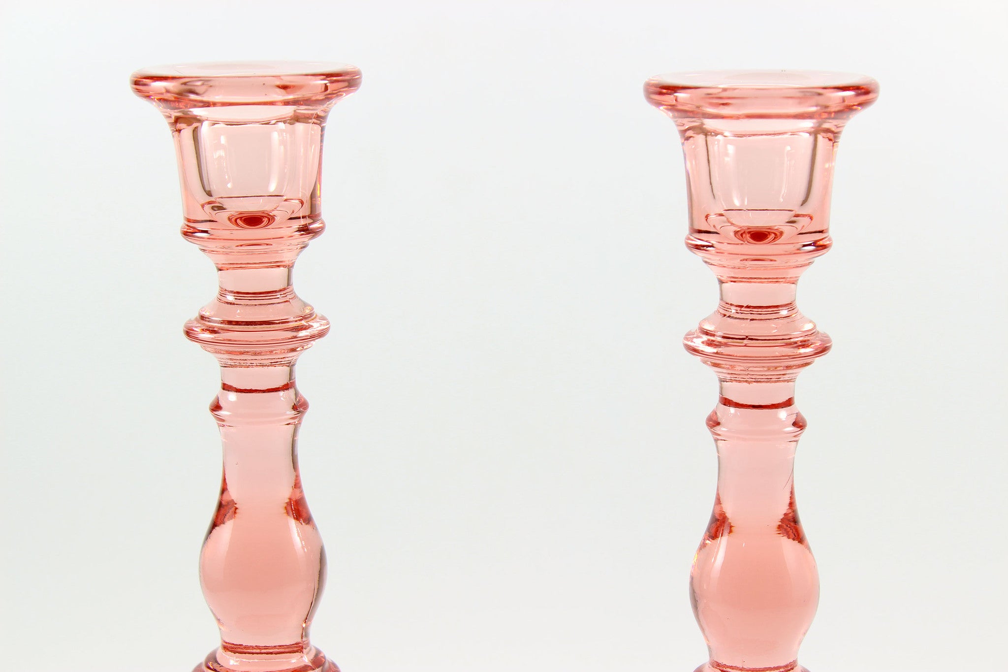 Imperial Glass Twisted Optic Pink Candlesticks (2) – With A Past