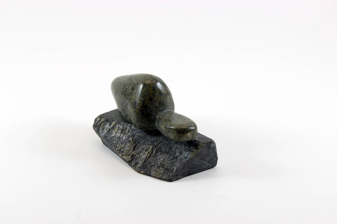 Soapstone Sculpture-Beaver on Stone Base – With A Past