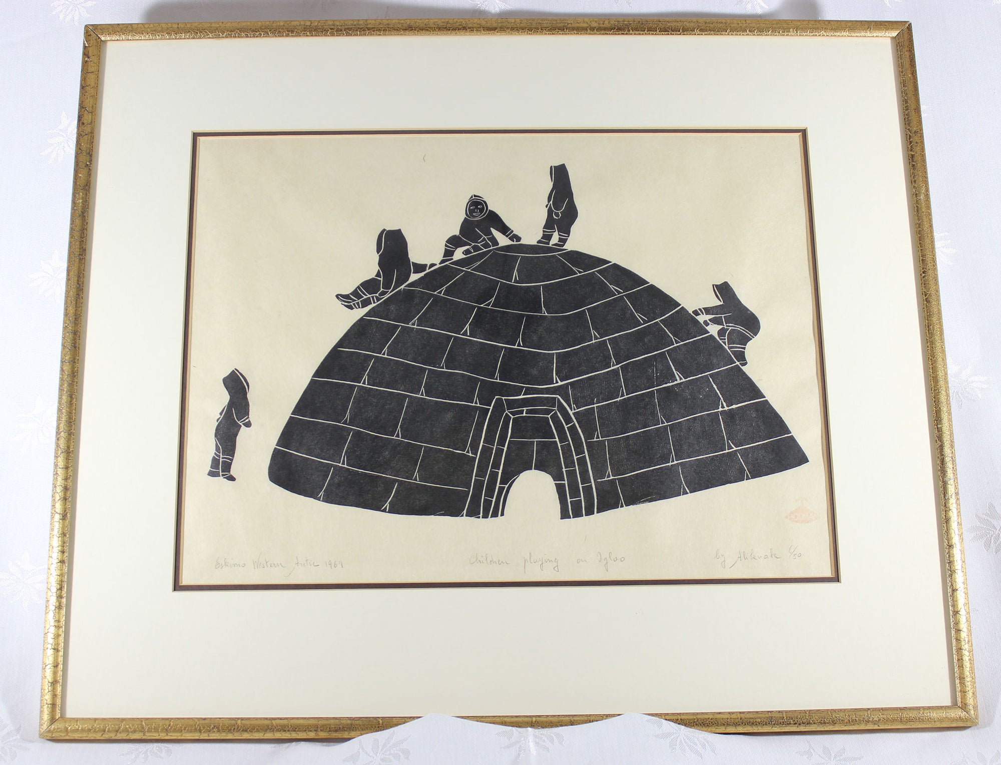 Peter Aliknak, Stone Cut, Children Playing On Igloo – With A Past